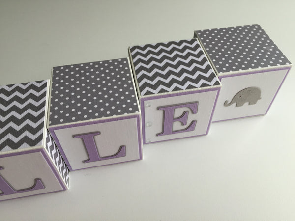 Baby Name Blocks - Gray Lavender – Bitsy Blocks